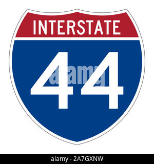 Interstate highway 44 road sign isolated on white background, 3d ...
