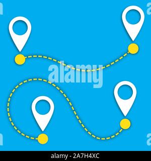 two pins way. Mark location. Pins with handsets. Path and two pins ...