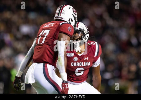 South Carolina wide receiver Xavier Legette (17) celebrates a 76-yard ...