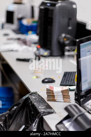 Set of cash counting machines on white background Stock Photo - Alamy