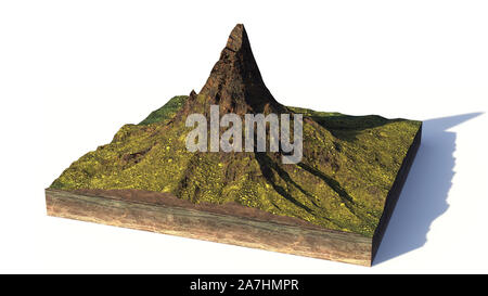 model of a cross section of ground with high mountain (3d render ...