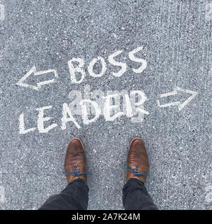 The concept of a business leader. The boss stands in the center of the ...
