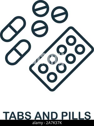 Pill and tabs icon. Black background with white. Vector illustration ...