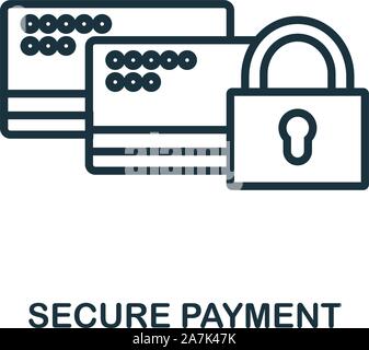 Secured bank card icon. Outline secured bank card vector icon for web ...