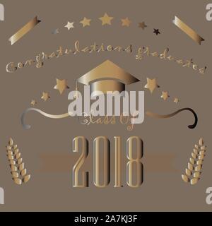 Graduation of Year 2018. Graduation Poster. Vector Illustration Stock ...