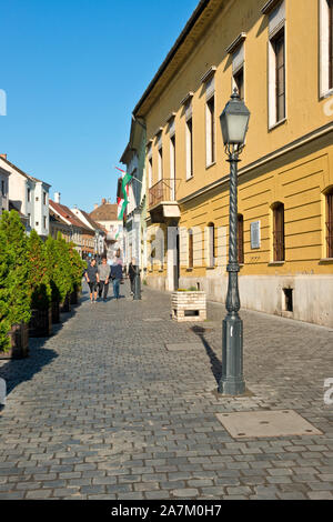Buildings overlooking Diz ter (Parade Square) of Old Town Budapest in ...