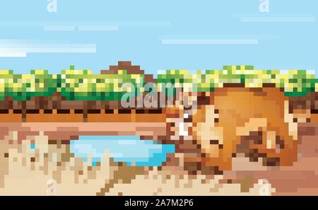 Scene with sabertooth in the park illustration Stock Vector Image & Art ...
