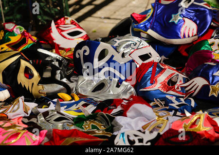 Lucha Libre masks for Mexican professional wrestling at Mercado San ...