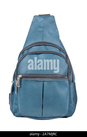 Blue backpack isolated on white background Stock Photo - Alamy