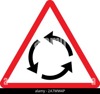Roundabout ahead traffic sign icon clipart. Road sign turn around arrow ...