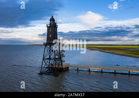 Beautiful Obereversand lighthouse (Leuchtturm) of North Sea near Bremen ...