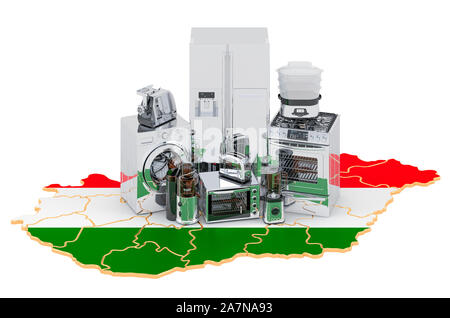 Kitchen and household appliances with Hungarian flag. Production ...