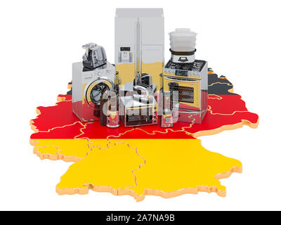 Kitchen and household appliances with German flag. Production, shopping ...