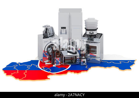 Kitchen and household appliances with Slovak flag. Production, shopping ...