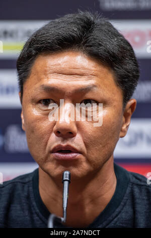 Head coach Go Oiwa of Japan's Kashima Antlers attends a press ...