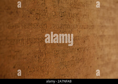 Ancient cave inscriptions of Khmer civilization in Angkor Wat Temple ...