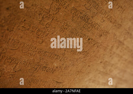 Ancient cave inscriptions of Khmer civilization in Angkor Wat Temple ...