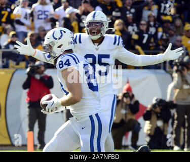 Indianapolis Colts tight end Jack Doyle (84) catches a pass over Denver ...
