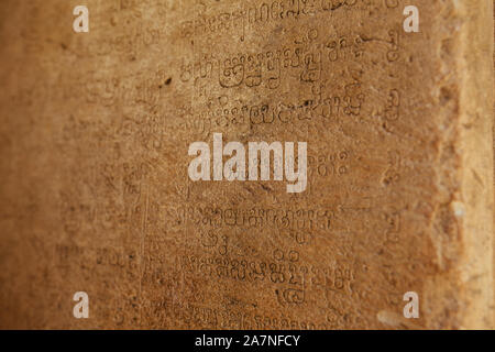 Ancient cave inscriptions of Khmer civilization in Angkor Wat Temple ...