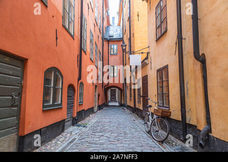 Colorful facades of Gamla Stan - the old town of Stockholm, Sweden ...