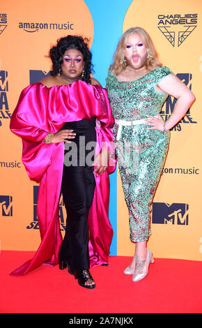 Mahatma Khandi and Grace Shush attending the MTV EMAs 2019 at FIBES ...