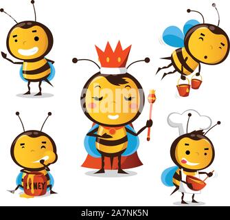 Cute Bee eating honey Stock Vector Image & Art - Alamy