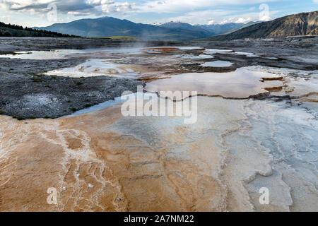 thermal springs and limestone formations at mammoth hot springs in ...