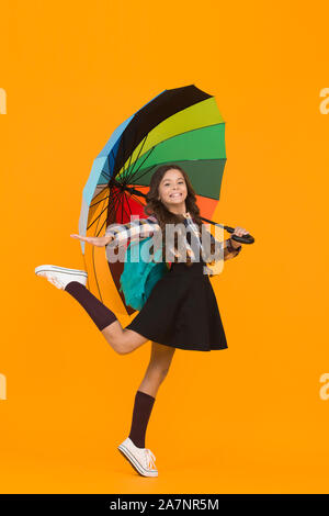 School time. Rainbow style. Colorful life. Schoolgirl happy with ...