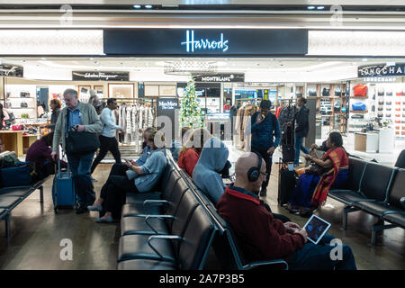 Harrod's Store in Departures, Terminal 5, Heathrow Airport. London ...