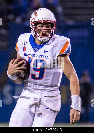 Boise State quarterback Hank Bachmeier looks for a receiver during the ...