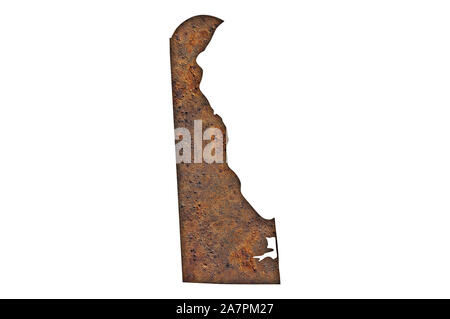 Map of Delaware on rusty metal Stock Photo - Alamy