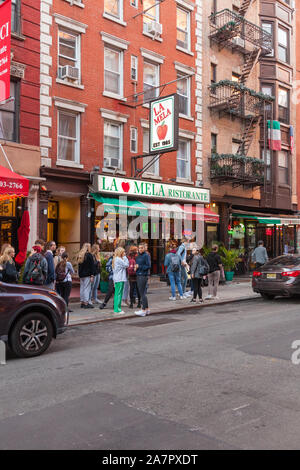 Sign for La Mela Italian restaurant, Little Italy, New York City ...