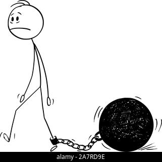 Cartoon vector illustration of a man chain smoking cigarettes with ...