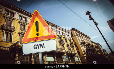 Street Sign the Direction Way to Gym Stock Photo - Alamy
