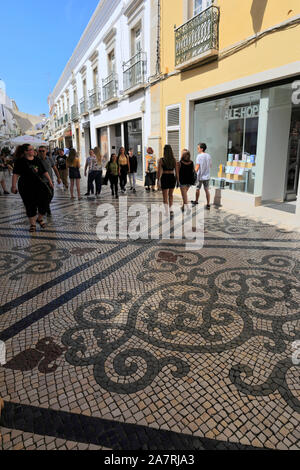 People shopping in Faro city, capital of the Algarve, Portugal, Europe ...