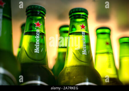 Marinette,WI / U.S.A. - Aug16,2019: Cold bottles of Heineken Beer with ...