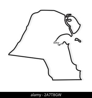 Kuwait Map. Kuwaiti Country Map. Black and White National Nation ...