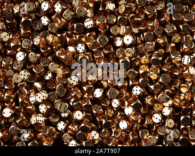 Dice gold heap background. 3d rendering illustration Stock Photo - Alamy