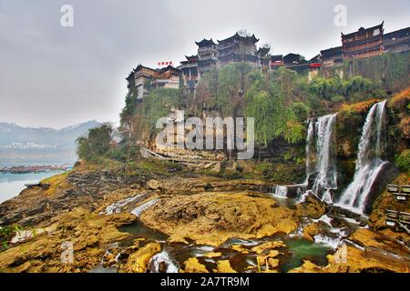 View of Furong Town, a town of around 2000 year of history sitting on a ...