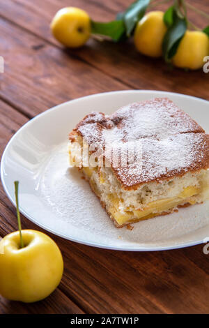 homemade Apple pie sprinkled with icing sugar decorated with mint ...