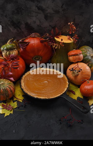 Festive autumn decorated background. Old wooden plank table with fall ...
