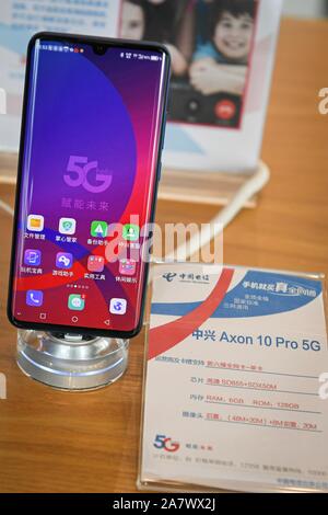 A ZTE Axon 10 Pro 5G smartphone, which is the first 5G phone model to ...
