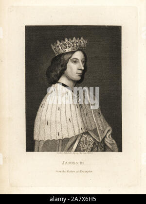 King James III of Scotland, circa 1482, with his son James IV in ermine ...