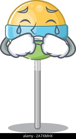 Cute character lollipop with crying and tears emotion, sad face ...