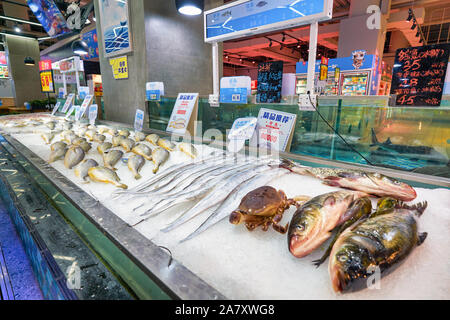 Fish section at a Carrefour Supermarket in Malaga Spain Stock Photo ...