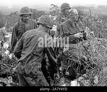 From atop Mount Lasso Gen. Edson watches his troops on Tinian Stock ...