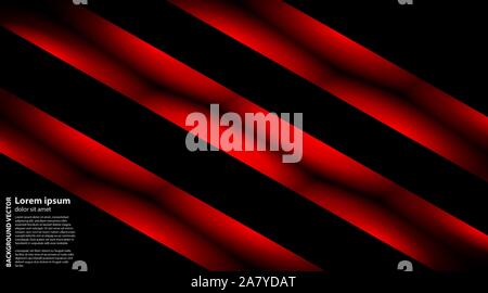 Abstract geometric black color with red lines background, vector ...