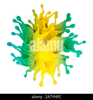 Beautiful multi-color splash of liquid . 3D illustration, 3D ...