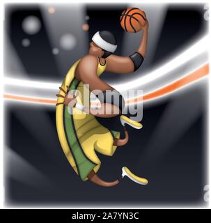 Flat design basketball player dunk vector illustration Stock Vector ...