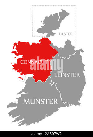 Connacht red highlighted in map of Ireland Stock Photo - Alamy